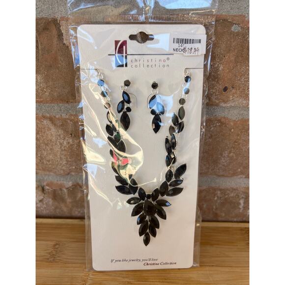Christina Collection | Jewelry | New Leaf Droplet Black Rhinestone ...